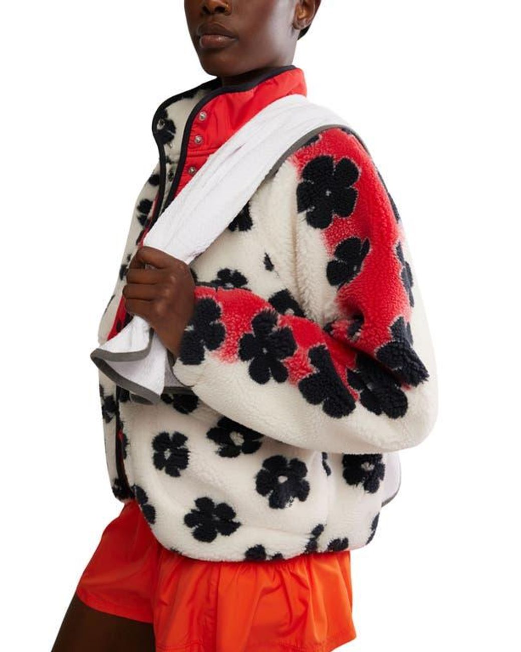 Free People Rocky Ridge Printed Fleece Jacket in Red | Lyst