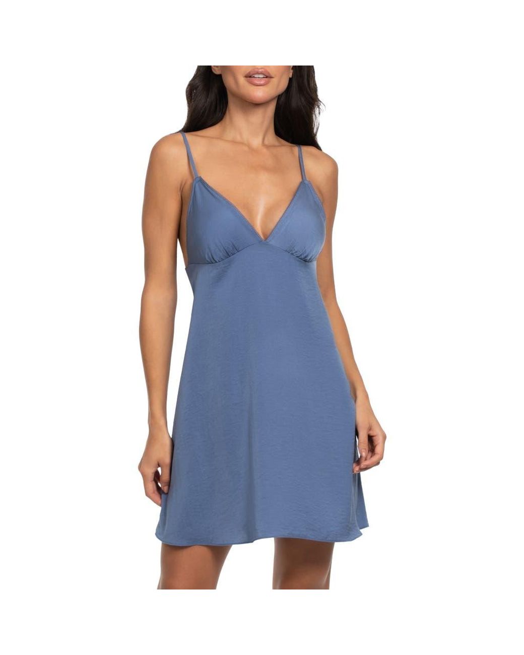 MIDNIGHT BAKERY Satin Chemise in Blue | Lyst