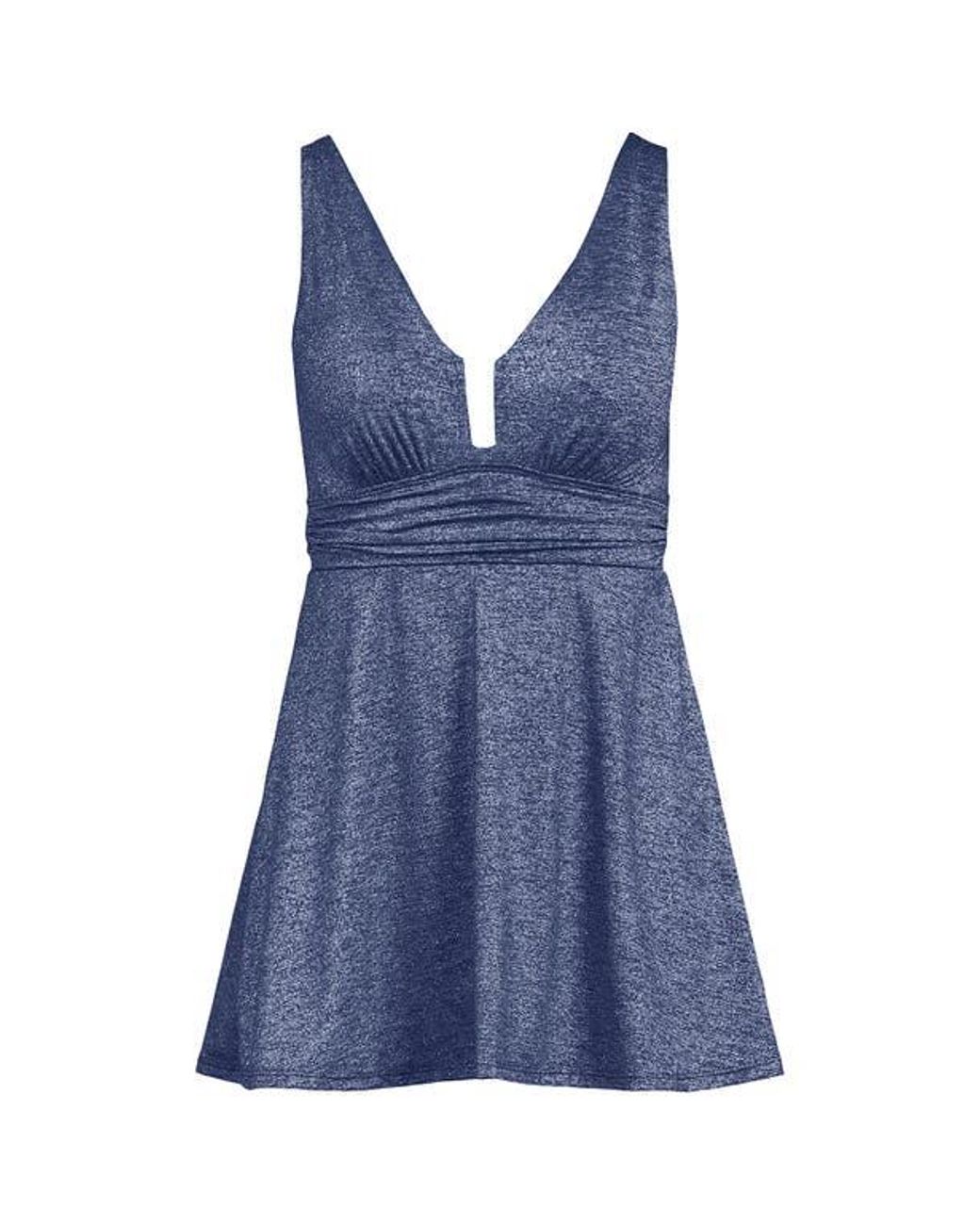 Lands' End Slender Suit Shine U-Wire Swim Dress Swimsuit in Blue | Lyst