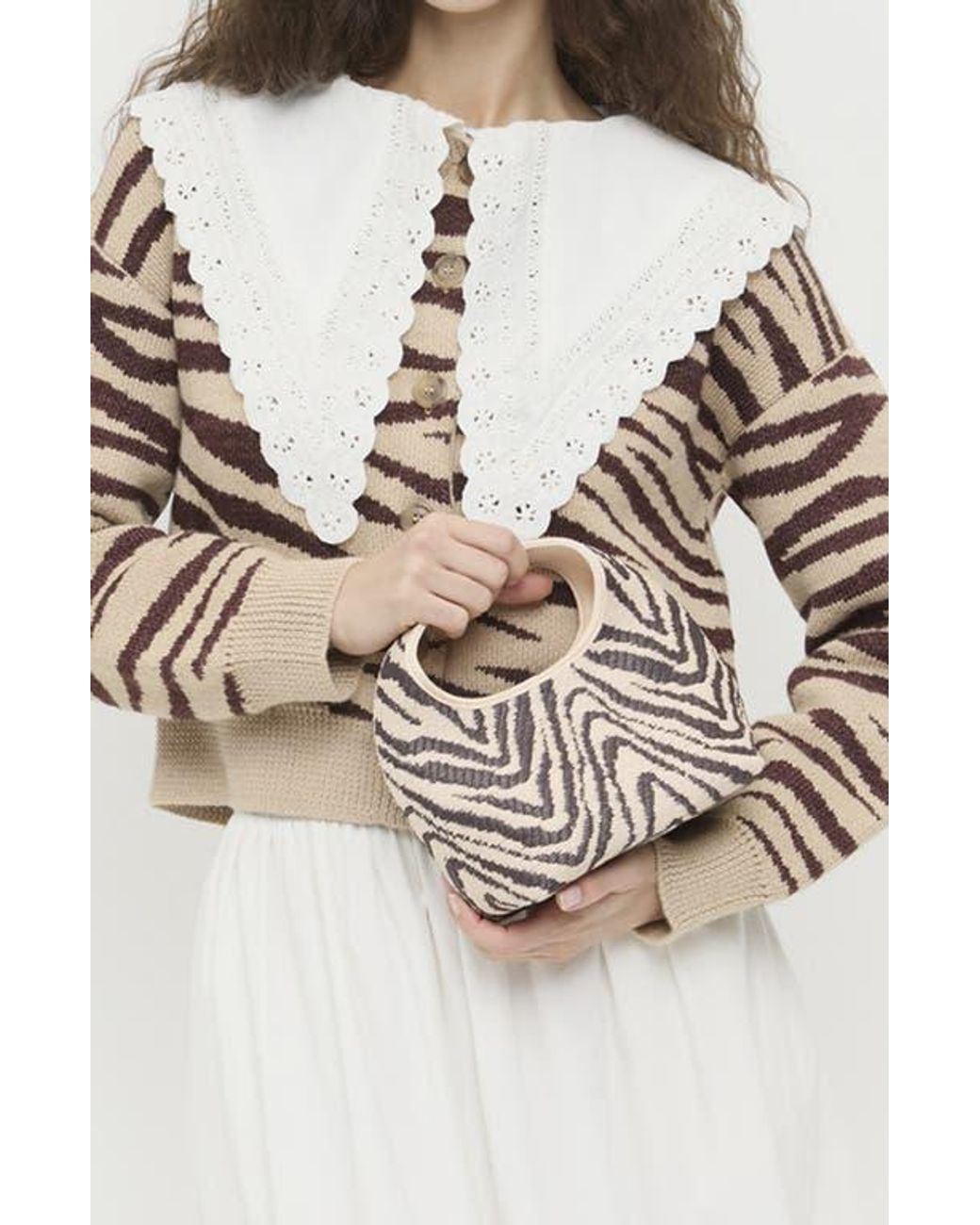 Loeffler Randall Kenzie Woven Raffia Top Handle Bag in Brown | Lyst
