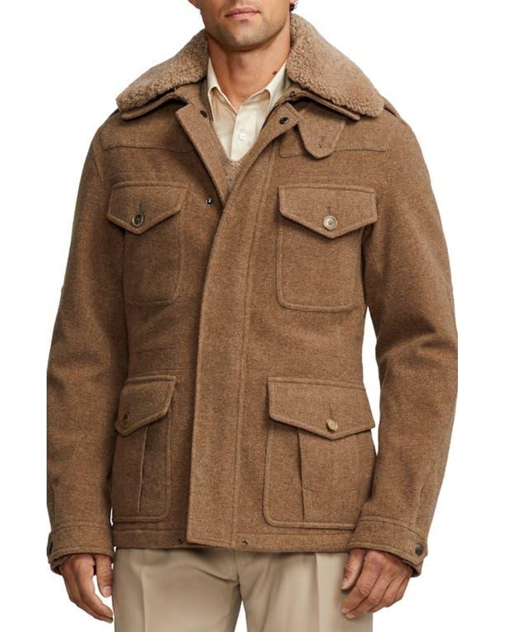 Ralph Lauren Ralph Lauren Label Hamish Genuine Shearling Collar Wool ...