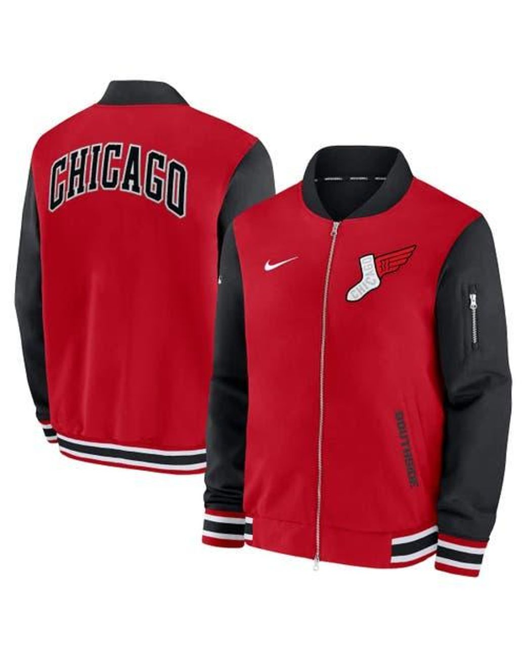 Nike Chicago Sox 2025 City Connect Authentic Collection Full-Zip Bomber Jacket in Red for Men | Lyst