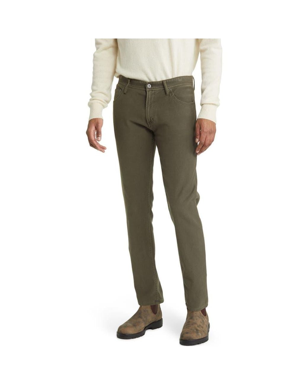 The Normal Brand Comfort Terry Five-Pocket Tailored Fit Pants in Green ...