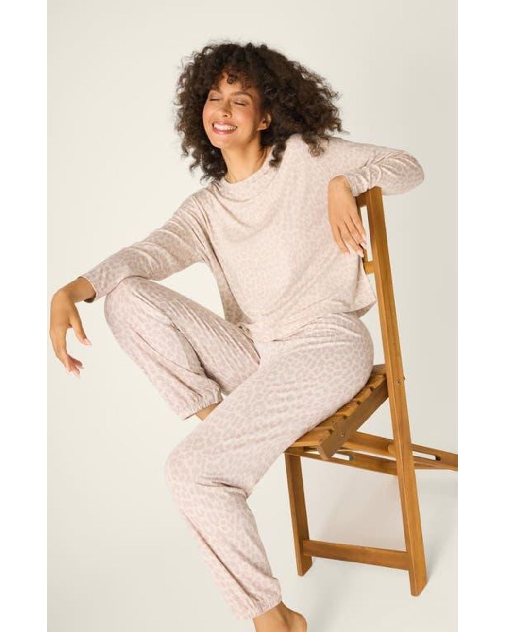 Pj Salvage Luxe Leopard Print Jersey Pajamas in Natural | Lyst