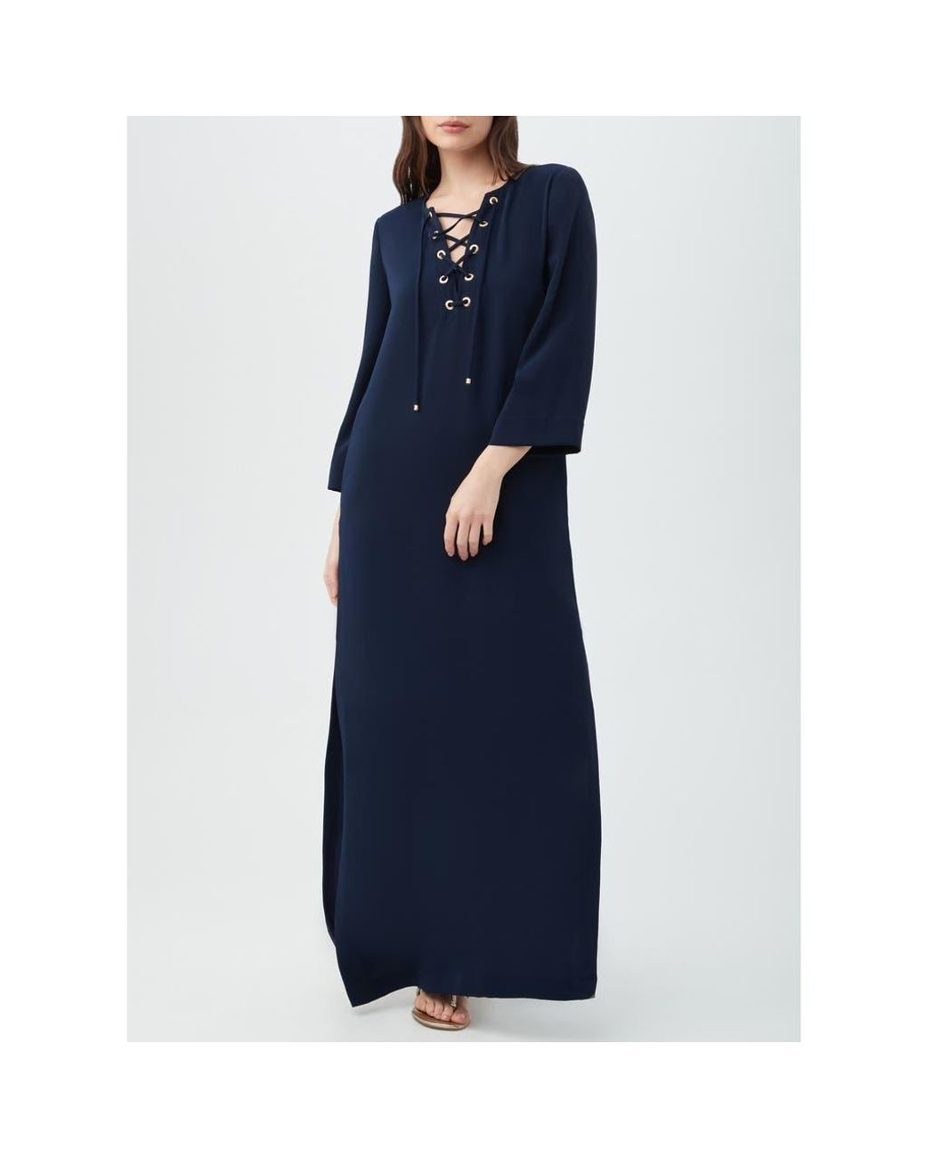 Trina Turk Catamaran Printed Lace Up Dress in Blue | Lyst