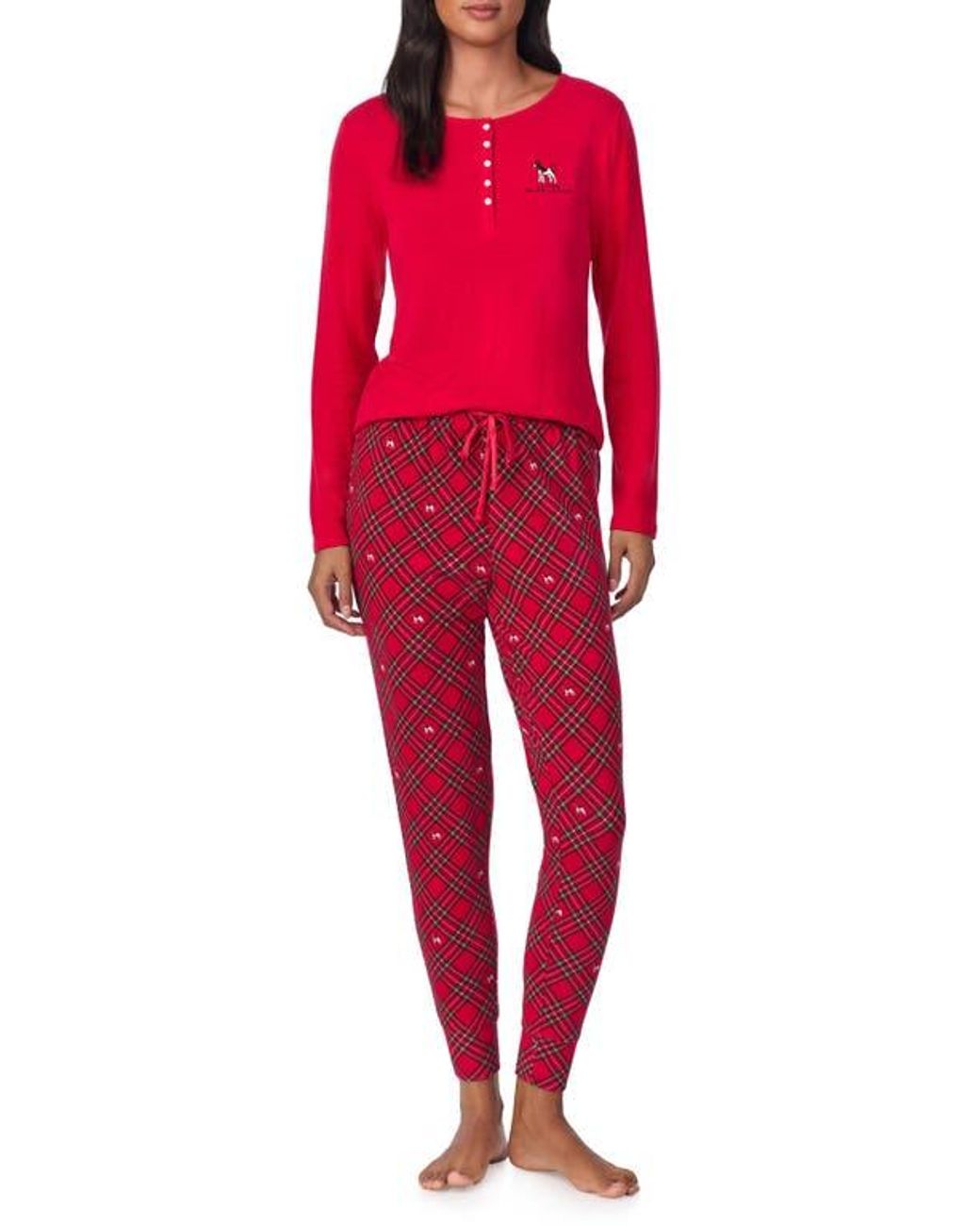 Ralph Lauren Henley Pajamas in Red | Lyst