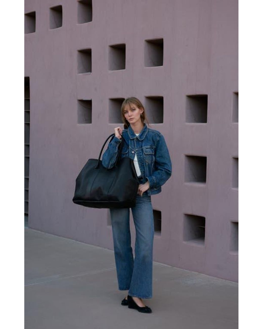 EZRA ARTHUR Audrey American Steer Leather Xl Tote Bag in Black | Lyst