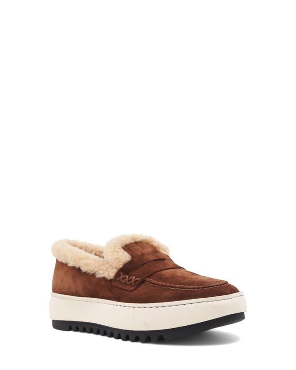 Aquatalia Ameila Genuine Shearling Lined Weatherproof Penny Loafer in ...