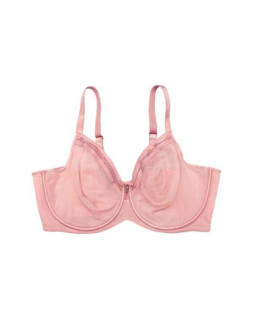 Curvy Couture Sheer Mesh Underwire Unlined Bra in Pink | Lyst