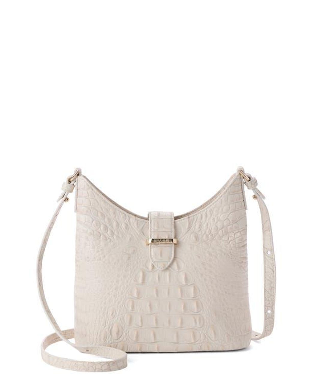 Brahmin Small Gwynne Croc Embossed Leather Crossbody Bag in Gray | Lyst