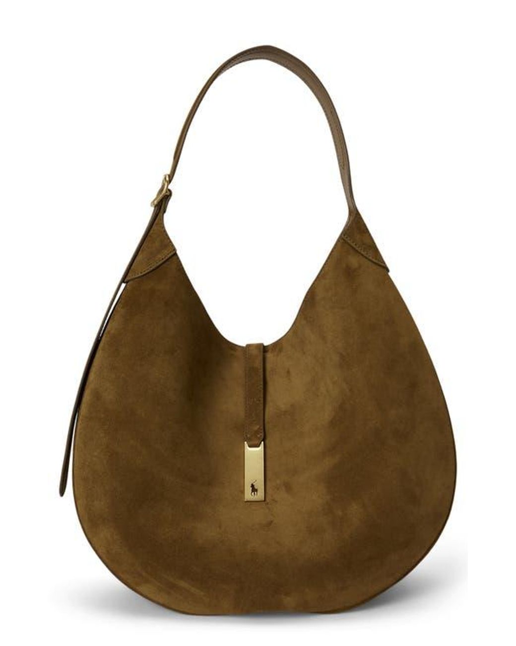 Polo Ralph Lauren Large Polo Id Suede Shoulder Bag in Green | Lyst