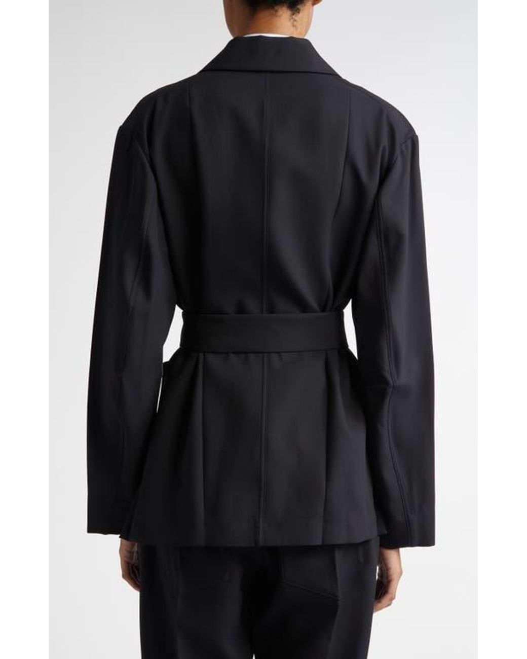 Setchu Origami Belted Virgin Wool Blend Jacket in Black | Lyst