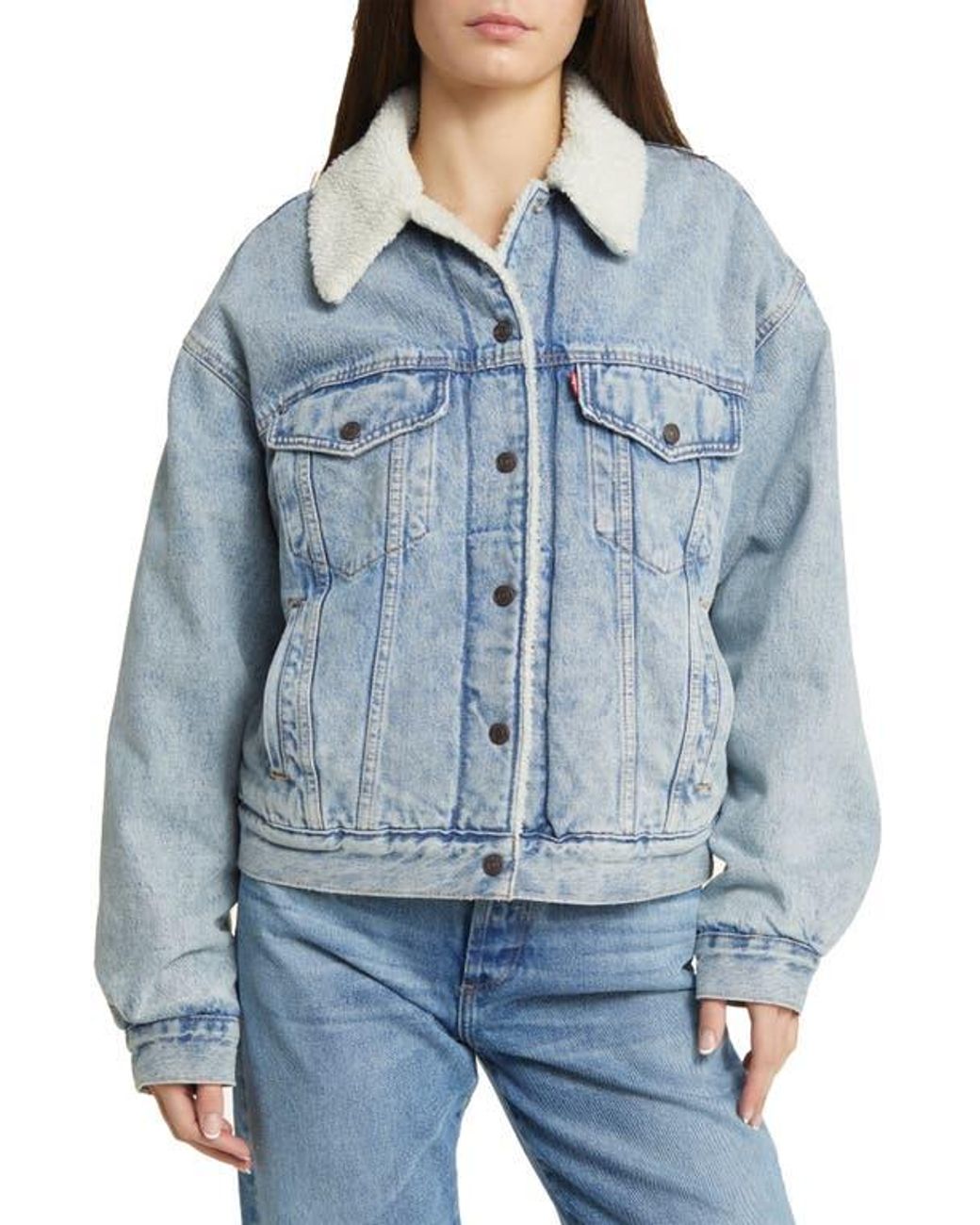 Levi's '90S High Pile Fleece Lined Denim Trucker Jacket in Blue | Lyst