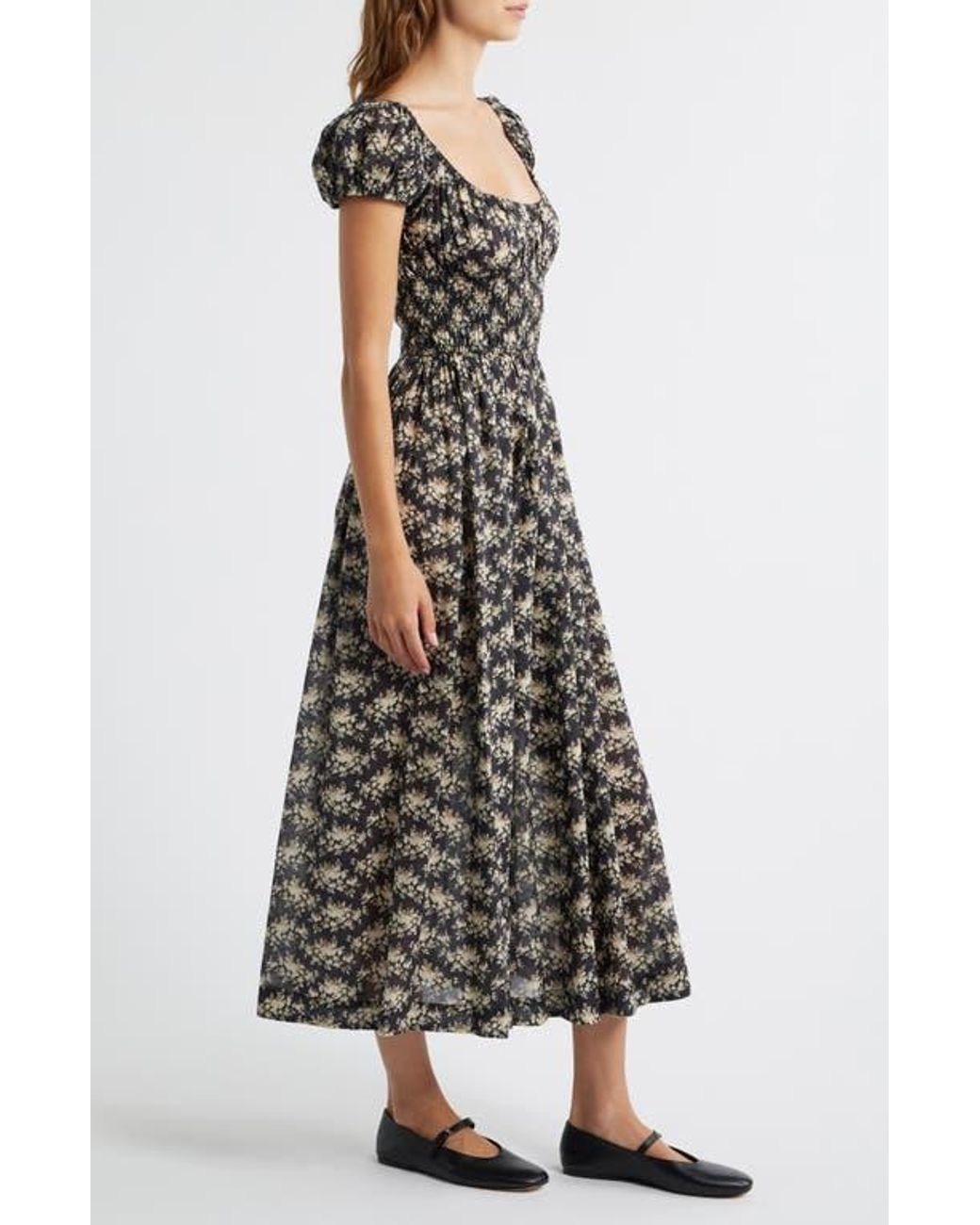 Doen Quinley Floral Organic Cotton Midi Dress | Lyst