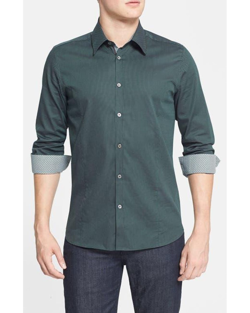Ted Baker 'Mindyou' Extra Trim Fit Stretch Cotton Dobby Sport Shirt in ...