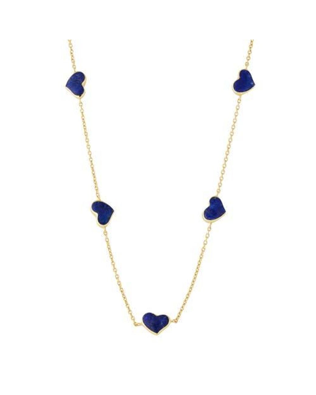 Jan Leslie Five Station Heart 30 Necklace Set in Blue | Lyst