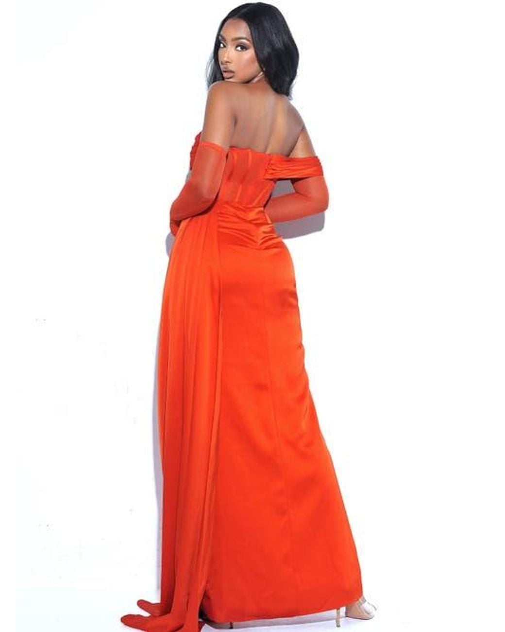 Miss Circle Rebecca High Slit Corset Evening Gown in Red | Lyst