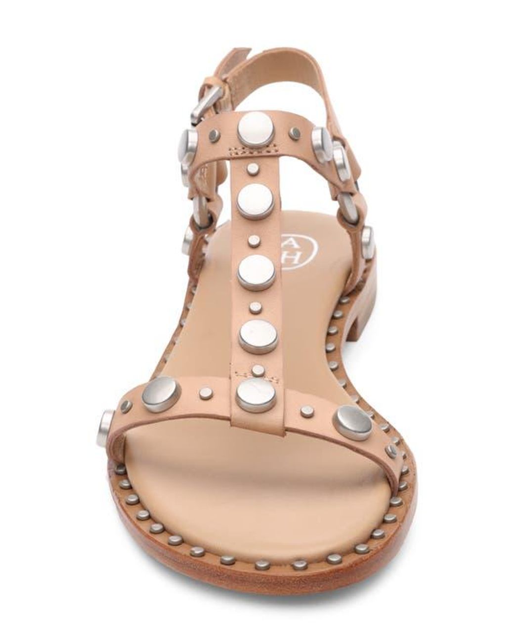 Ash Prisma Studded Slingback Sandal in Natural | Lyst