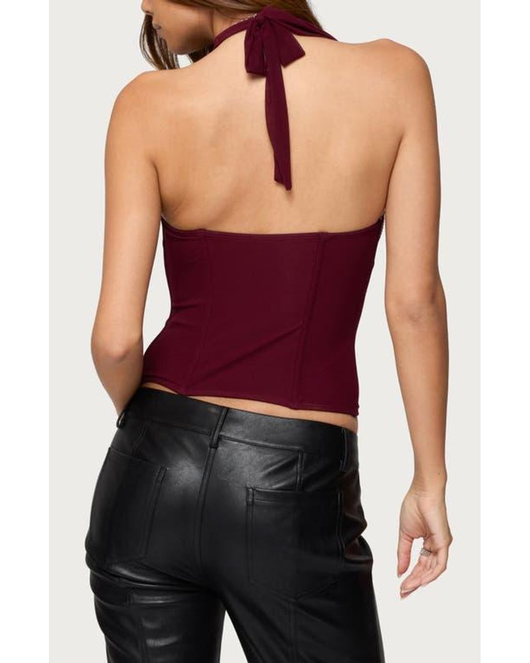 Edikted Rosalina Mesh Halter Corset Top in Purple | Lyst