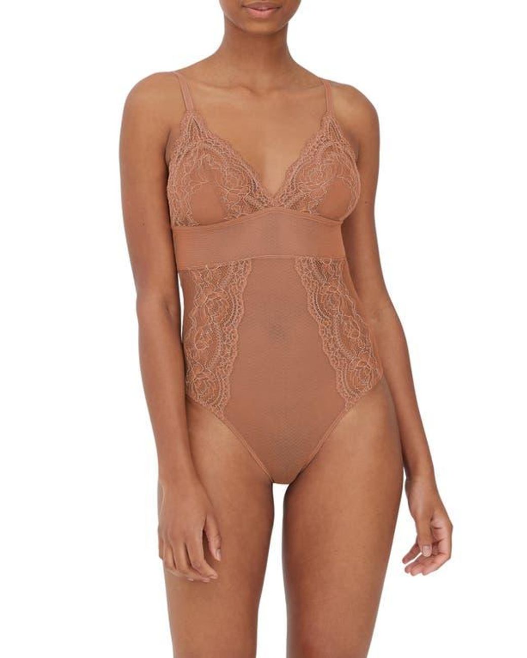 Skarlett Blue Unveil Lace Teddy in Brown | Lyst