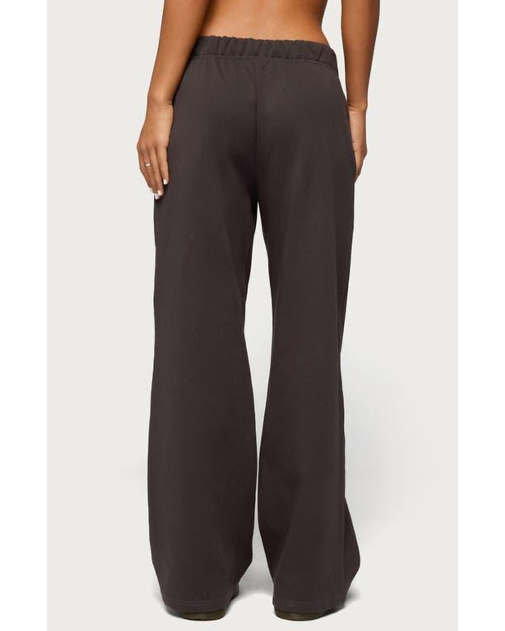 Edikted Basic Low Rise Wide Leg Sweatpants in Black | Lyst