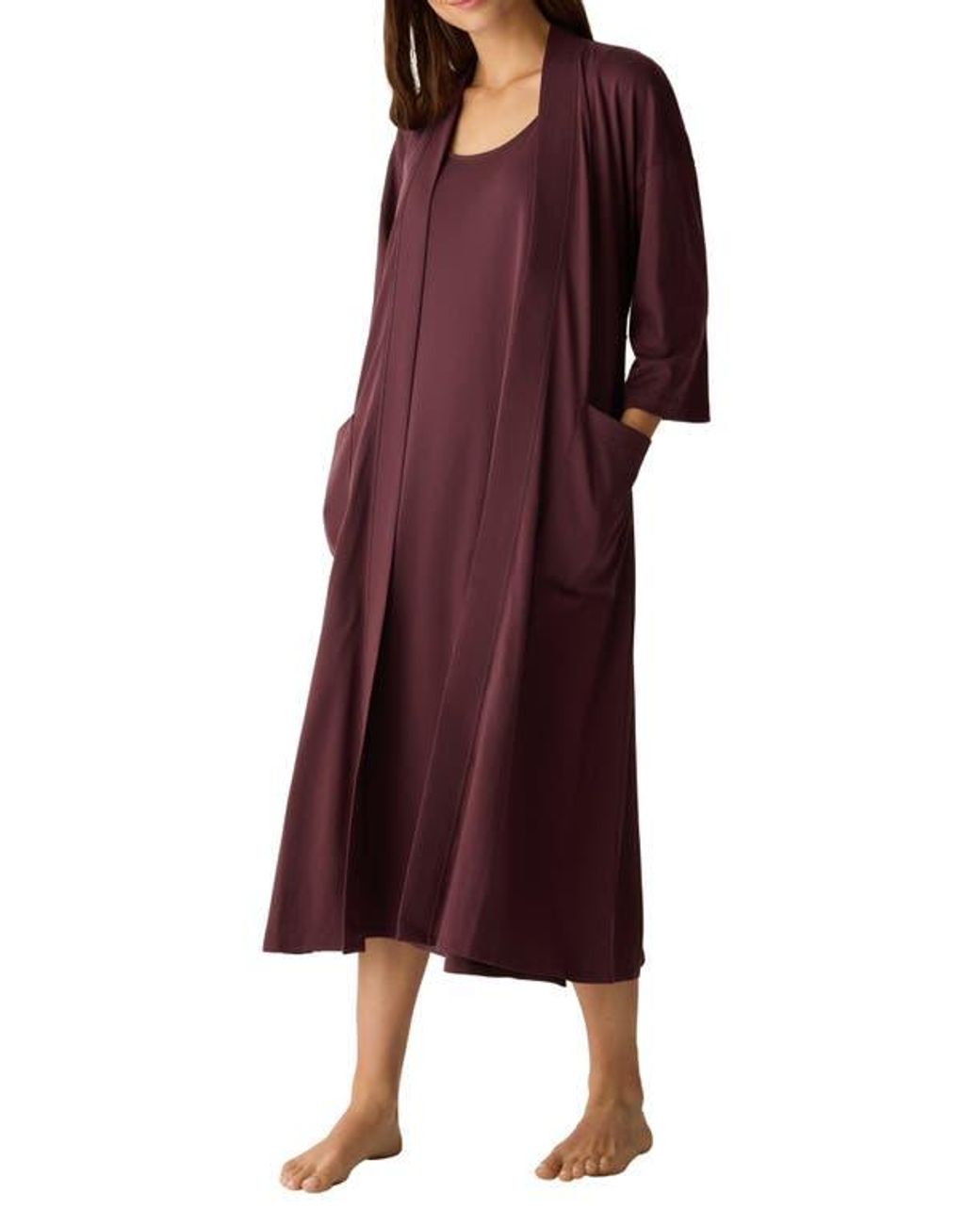 Eileen Fisher Boxy Organic Cotton Robe in Red | Lyst