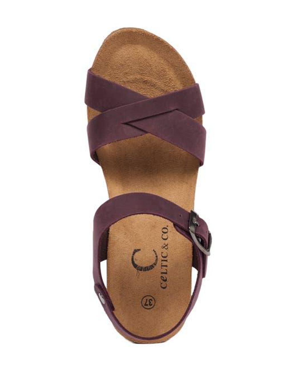 Celtic & Co. Crossover Wedge Sandal in Brown | Lyst