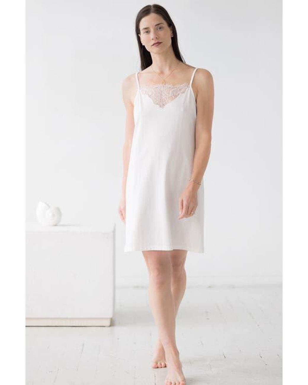Salua Lingerie Zuma Soft Lace Chemise in White | Lyst