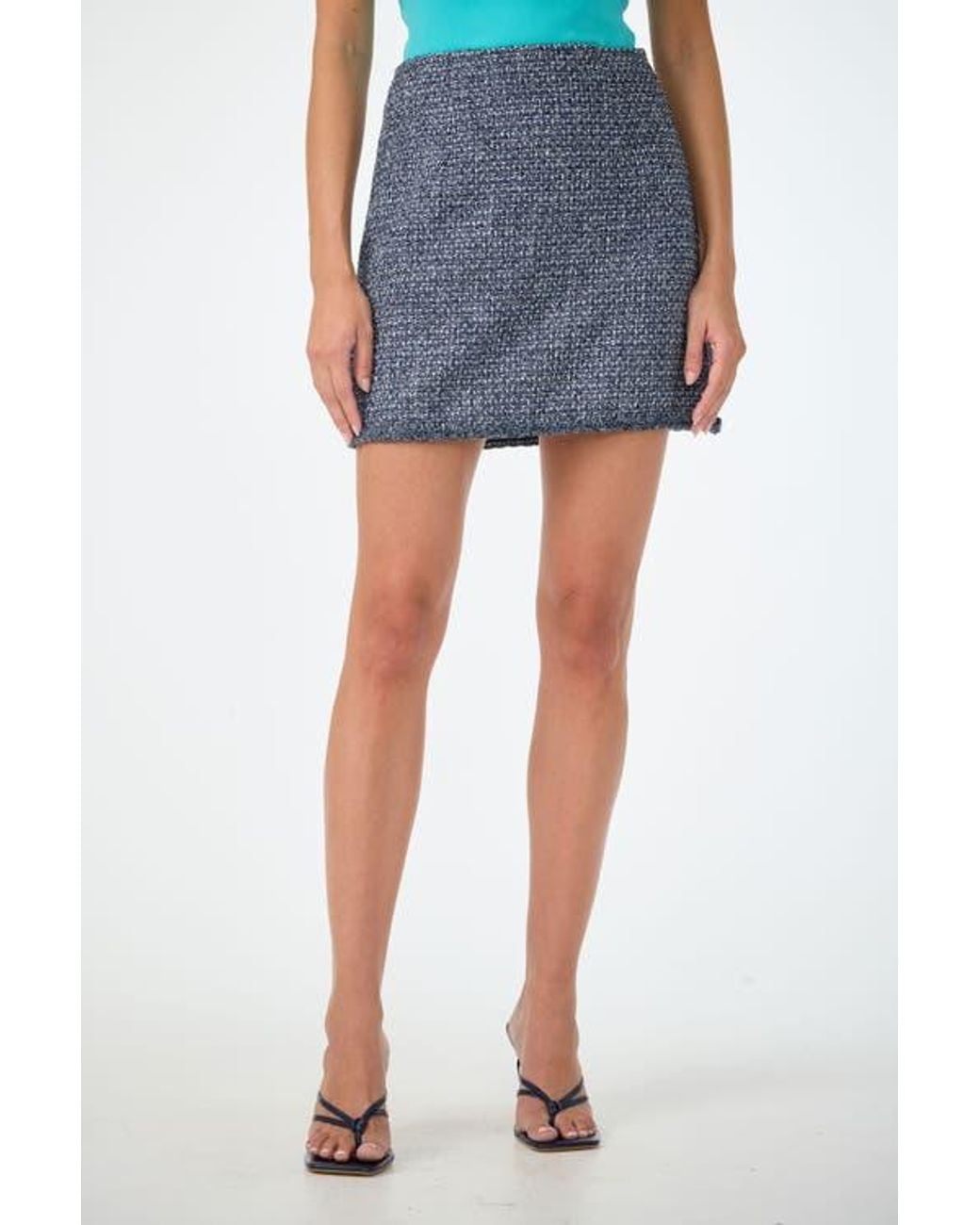 Trina Turk High Rise Rico Tweed Skirt in Blue | Lyst