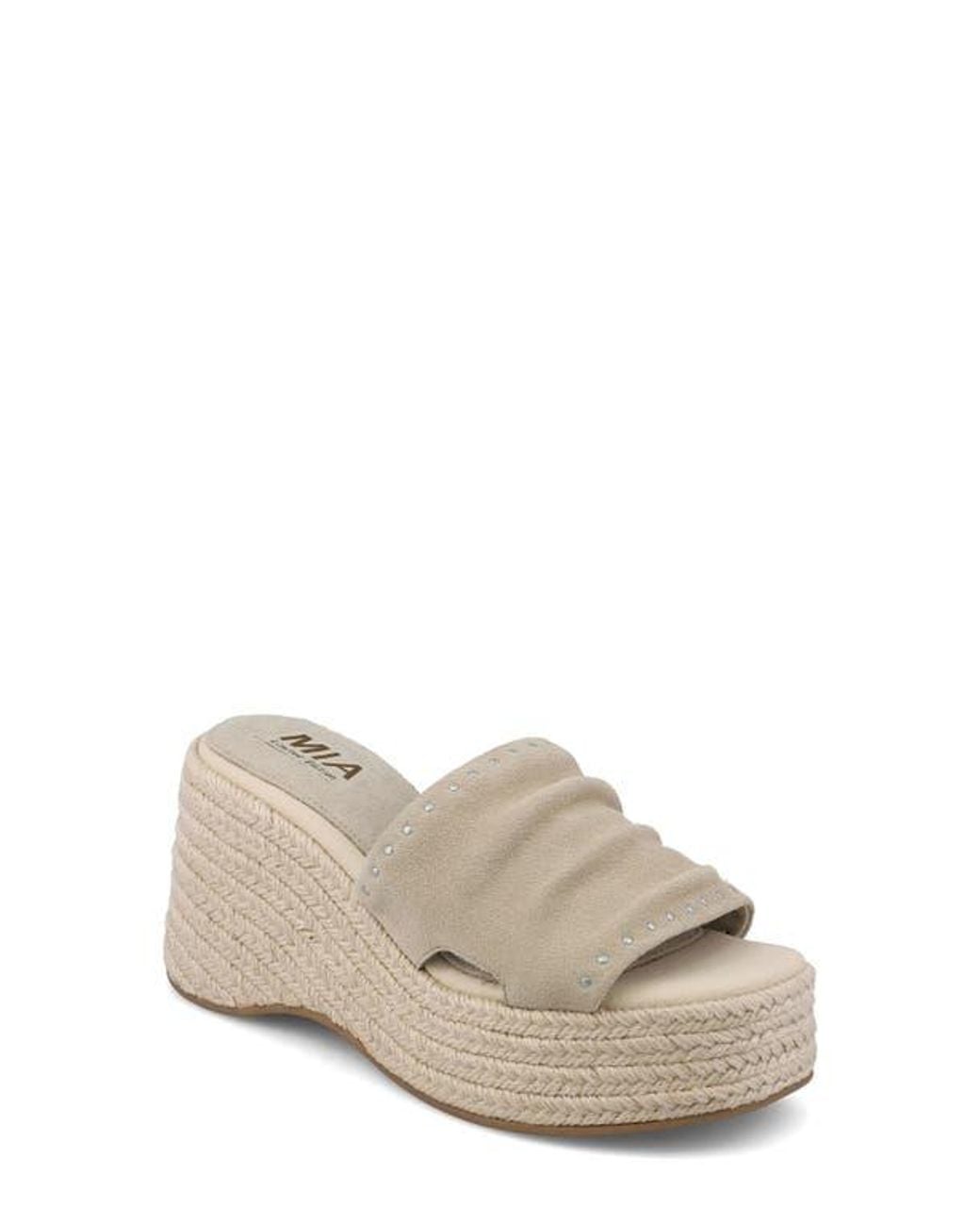 MIA Palmira Platform Wedge Sandal in Natural | Lyst