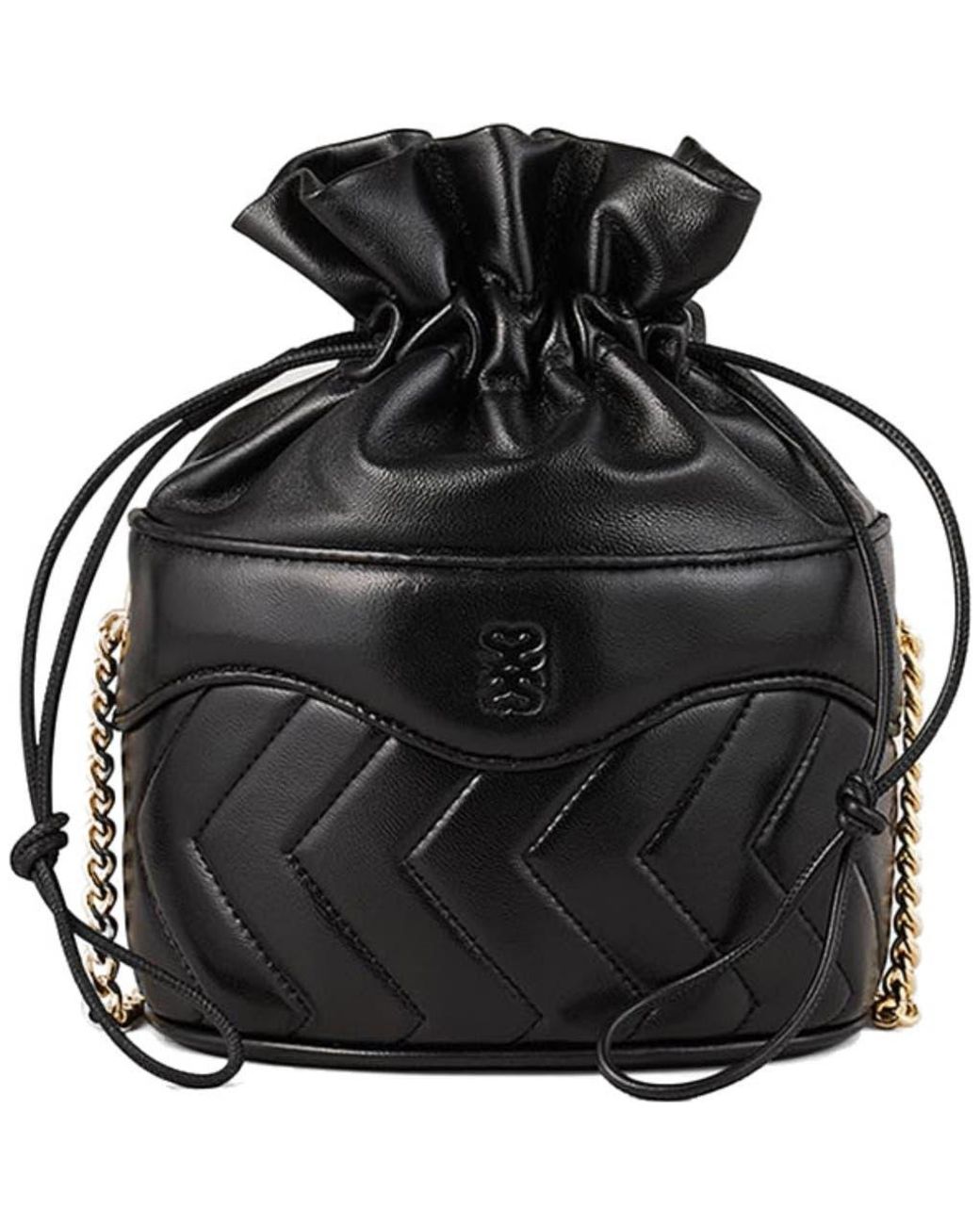 Sandro Le Bonbon Quilt Leather Bucket Bag in Black | Lyst