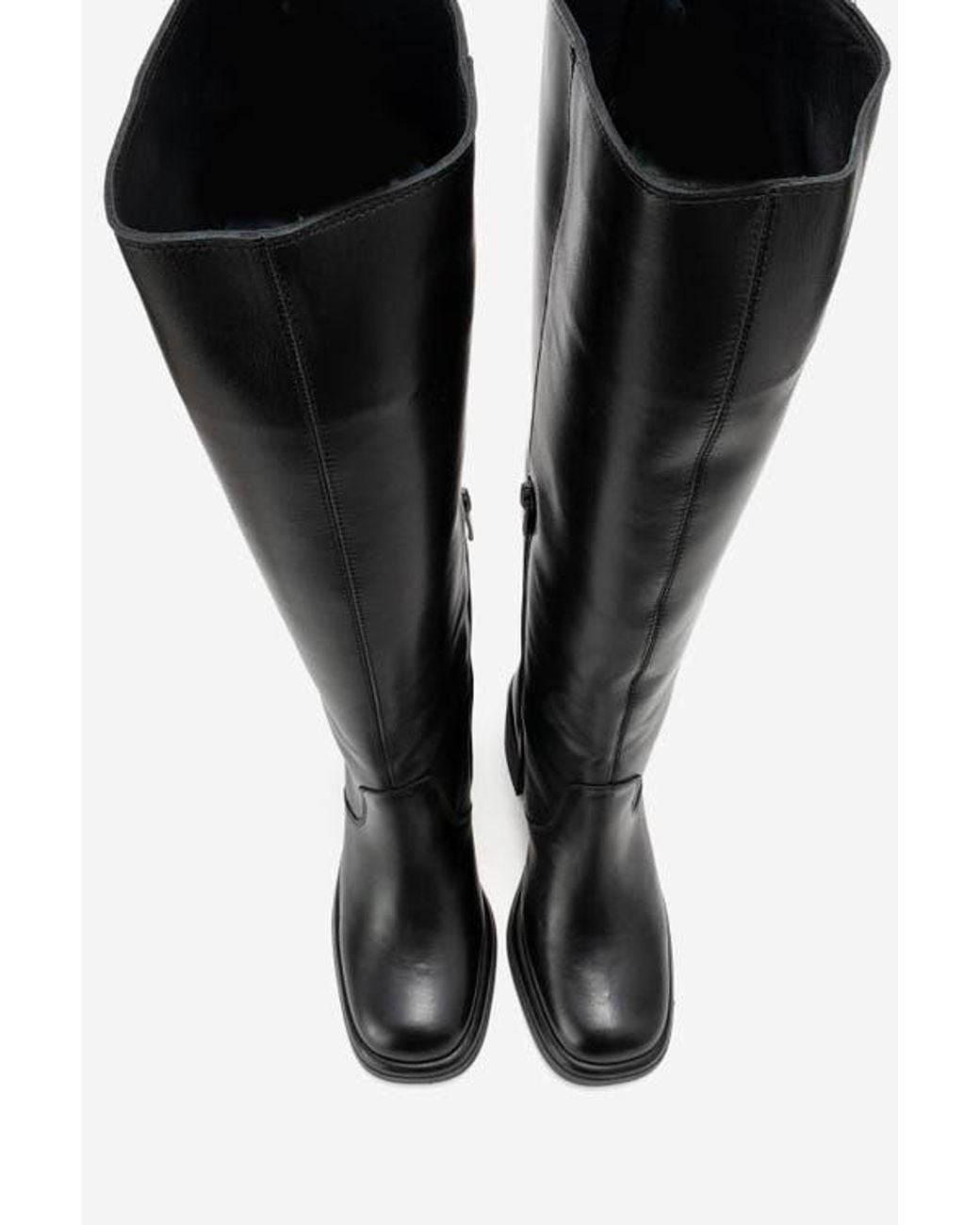 Forever & Always Shoes Fros Leather Knee High Boot in Black | Lyst