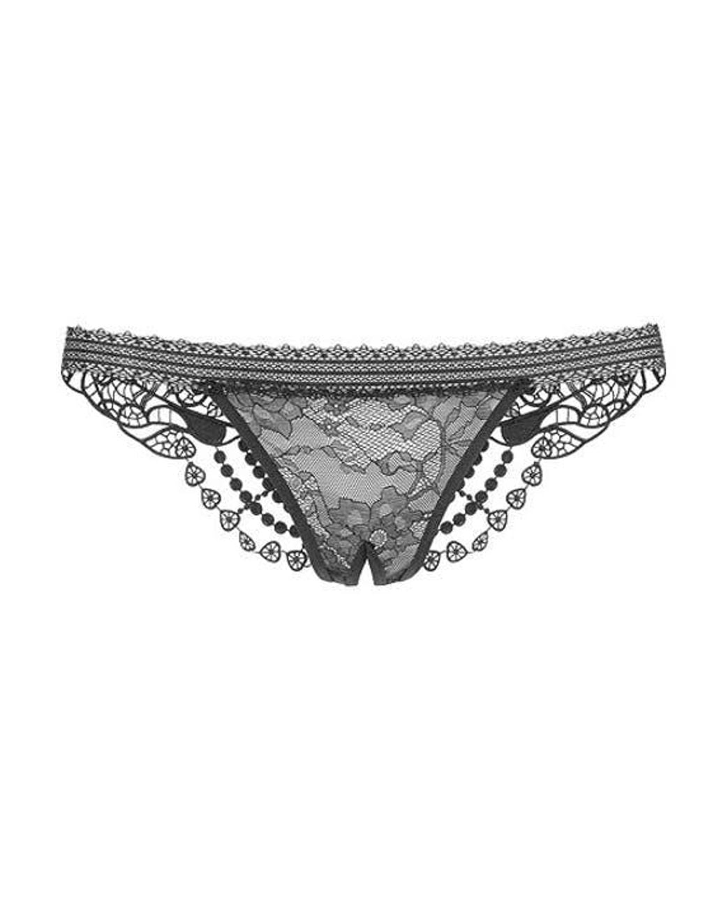 Lascana Embroidered Lace Thong in Gray | Lyst
