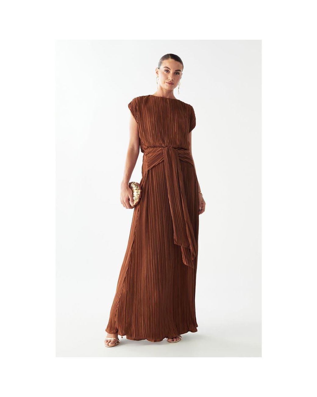 Savel Zarina Maxi Dress in Brown | Lyst