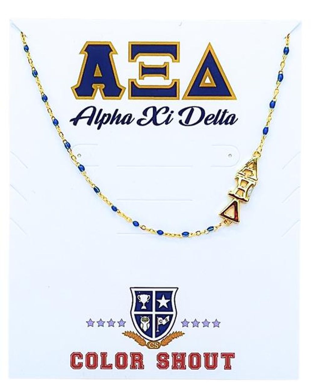 Color Shout Alpha Xi Delta Greek Letter Side Set Necklace in Blue | Lyst