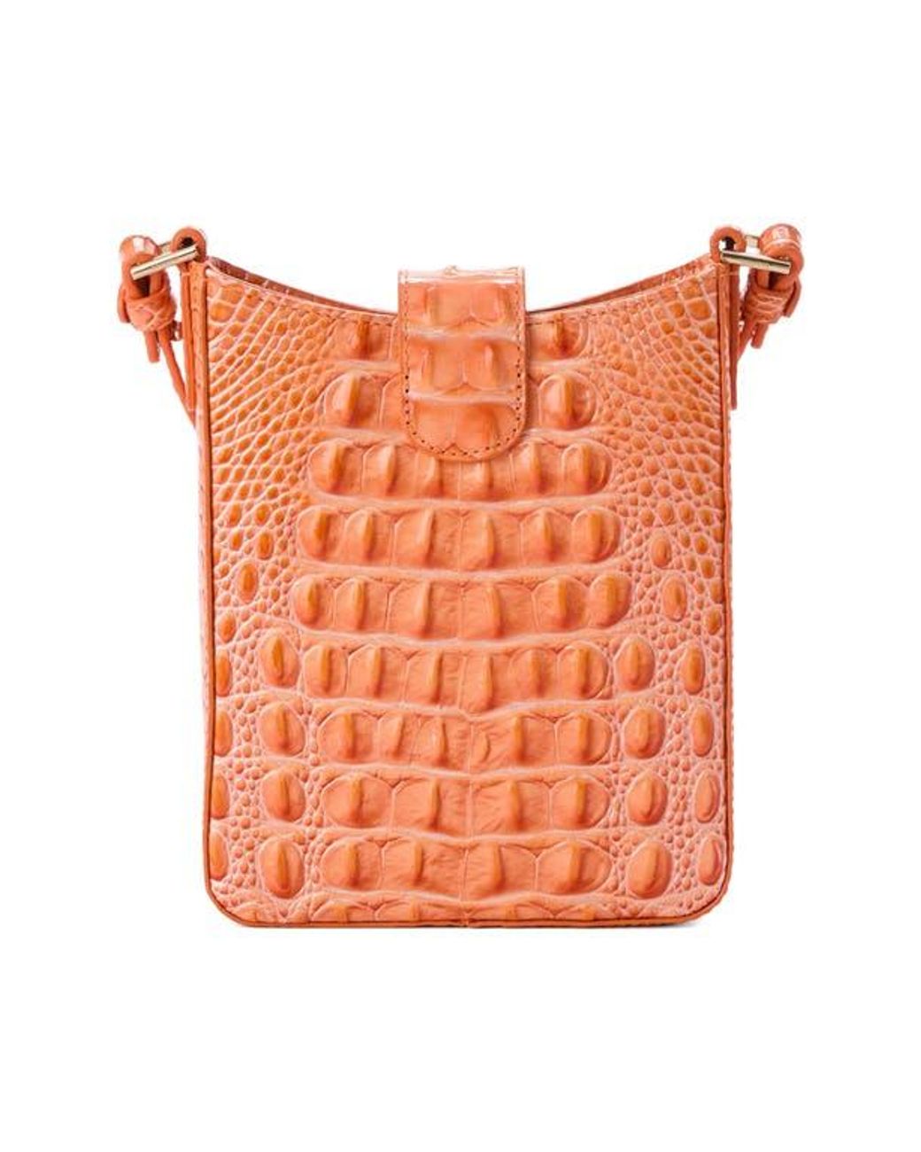 Brahmin Marley Croc Embossed Leather Crossbody Bag in Orange | Lyst
