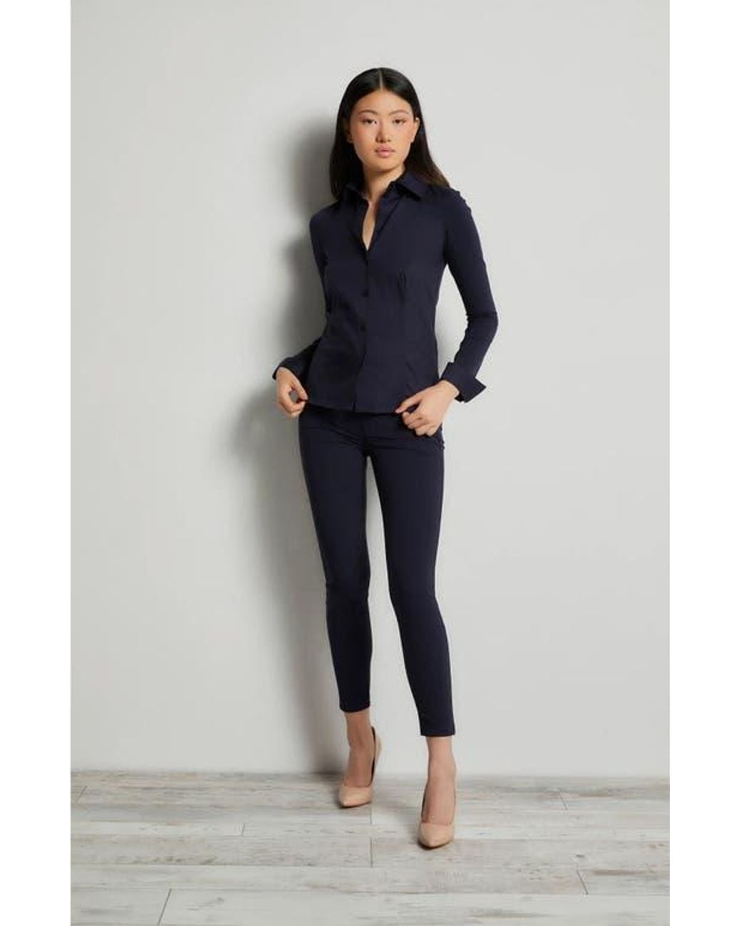 Anatomie Alida Button Down Poplin Shirt in Blue | Lyst