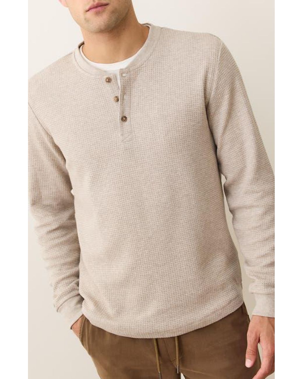 Marine Layer Double Knit Waffle Henley in Natural for Men | Lyst