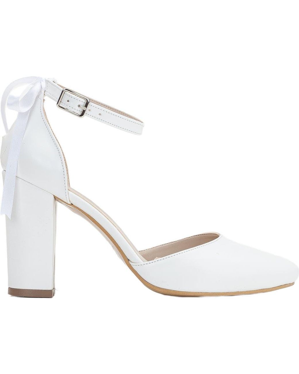 Forever & Always Shoes Jolie High Block Heels With Ribbon in White | Lyst