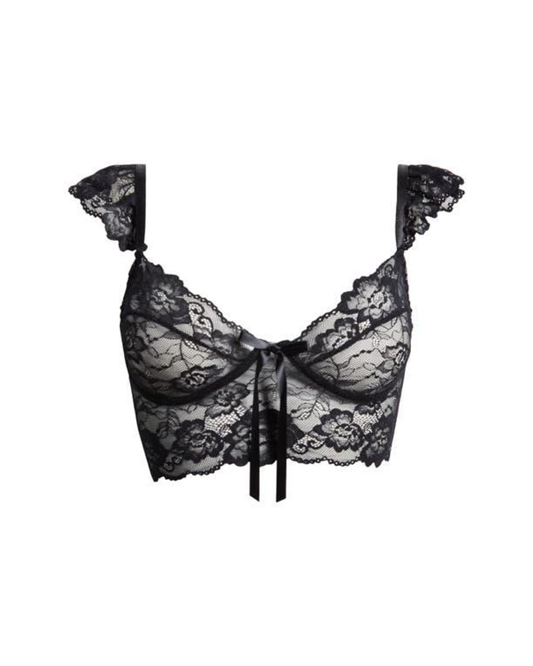 Coquette Lace Longline Bralette in Black | Lyst