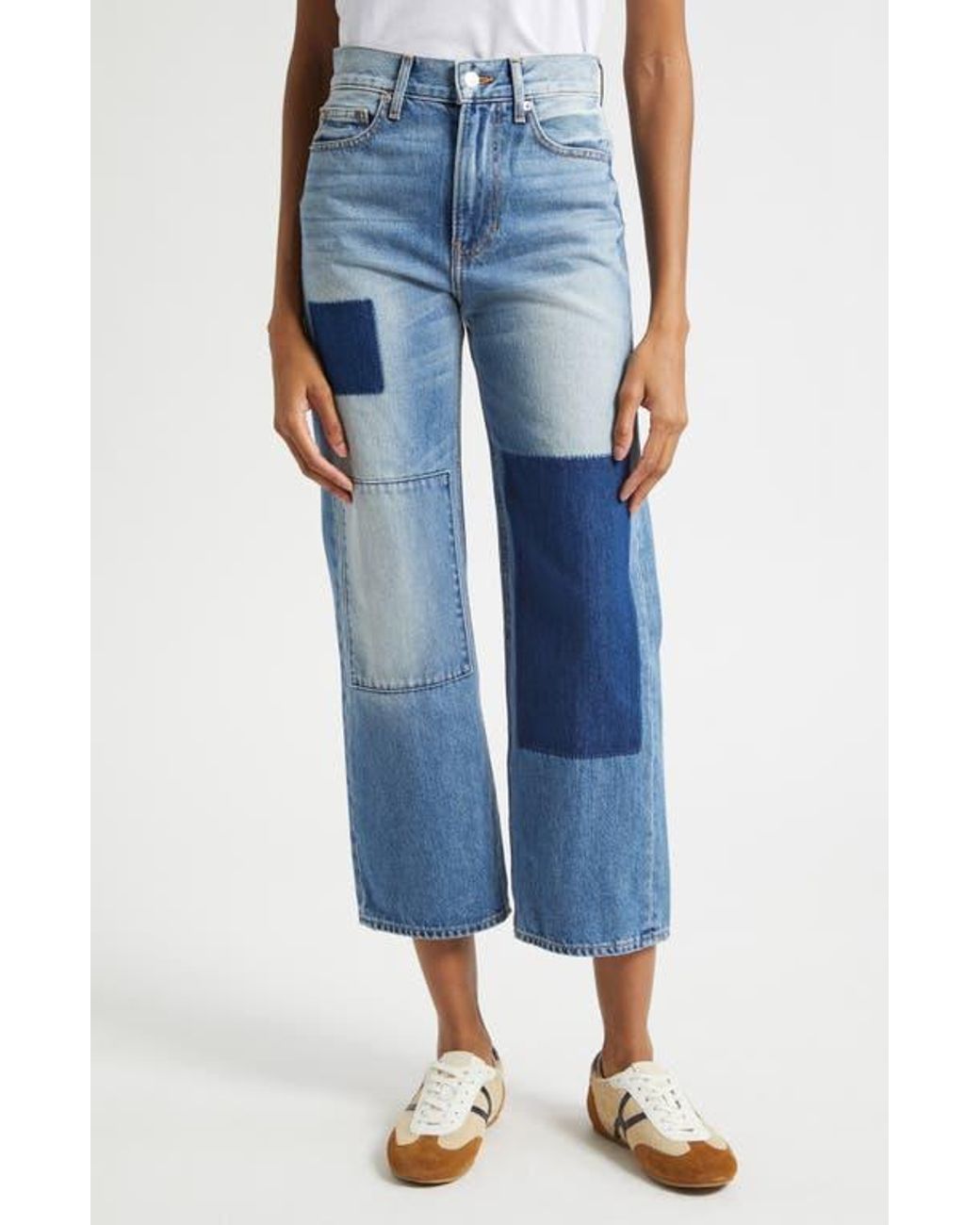 Veronica Beard Dylan Patchwork Straight Leg Jeans in Blue | Lyst
