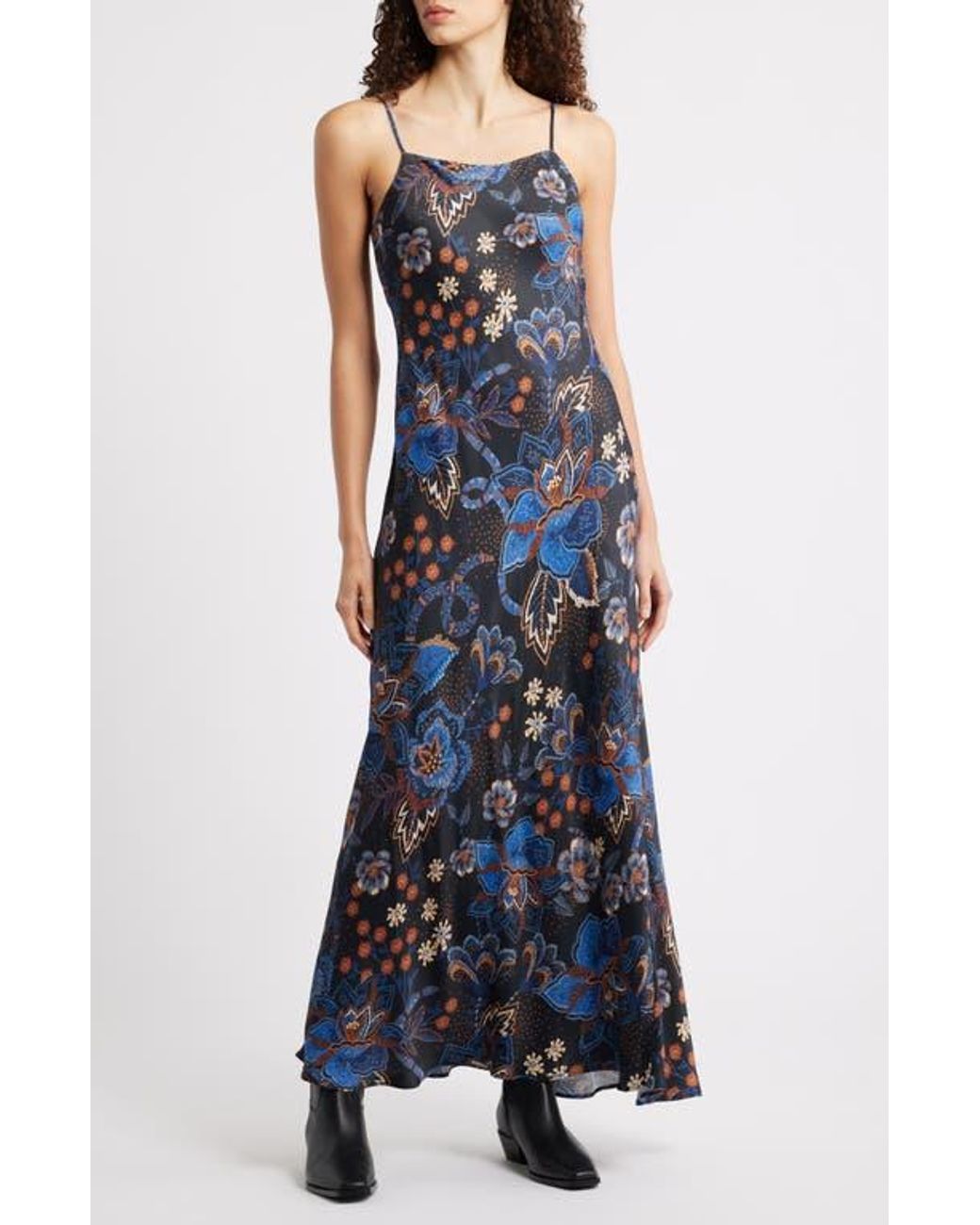 FARM Rio Snakes Bouquet Maxi Slip Dress in Blue | Lyst