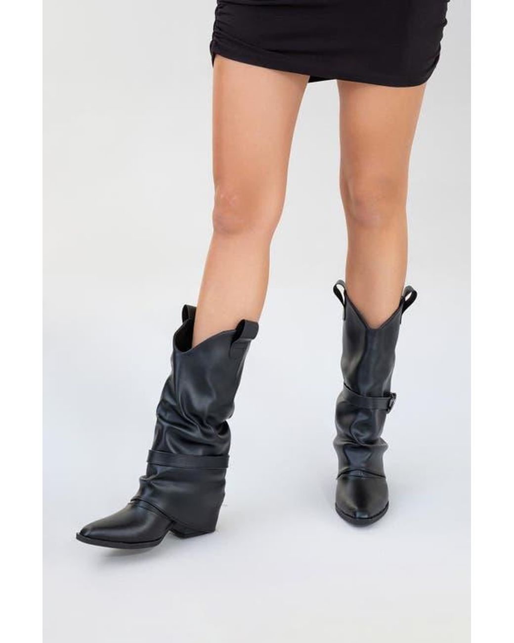 Prologue Shoes Okus Buckle Block Heel Boot in Black | Lyst