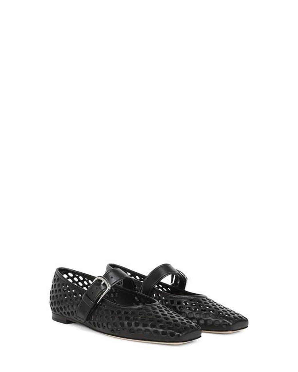 Vince Daniela Perforated Mary Jane Flat in Black | Lyst