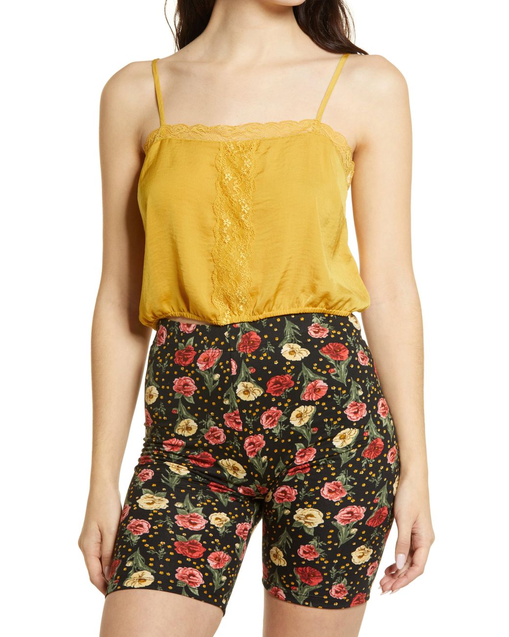 Bp Lace Trim Crop Camisole In Yellow Gold Yellow Lyst