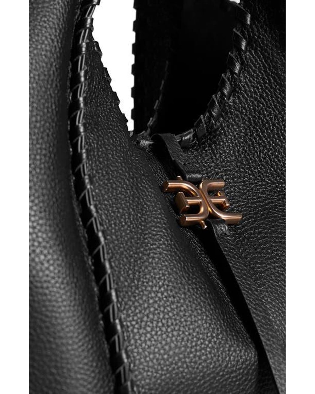 Sam Edelman Sylvia Whipstitched Expandable Tobo Bag in Black | Lyst