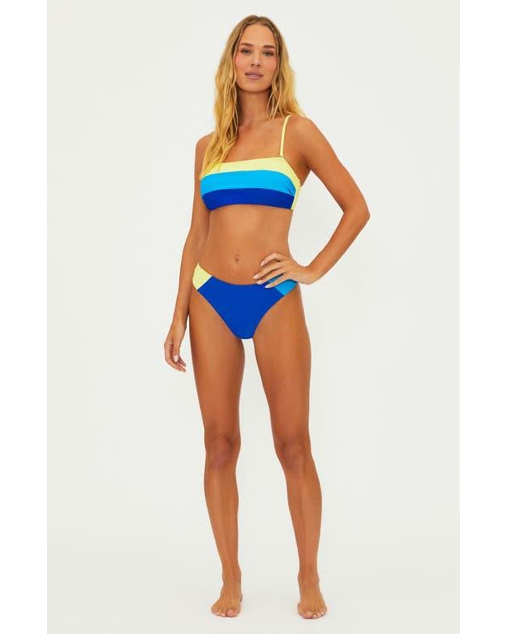 Beach Riot Kay Colorblock Strapless Bikini Top in Blue | Lyst