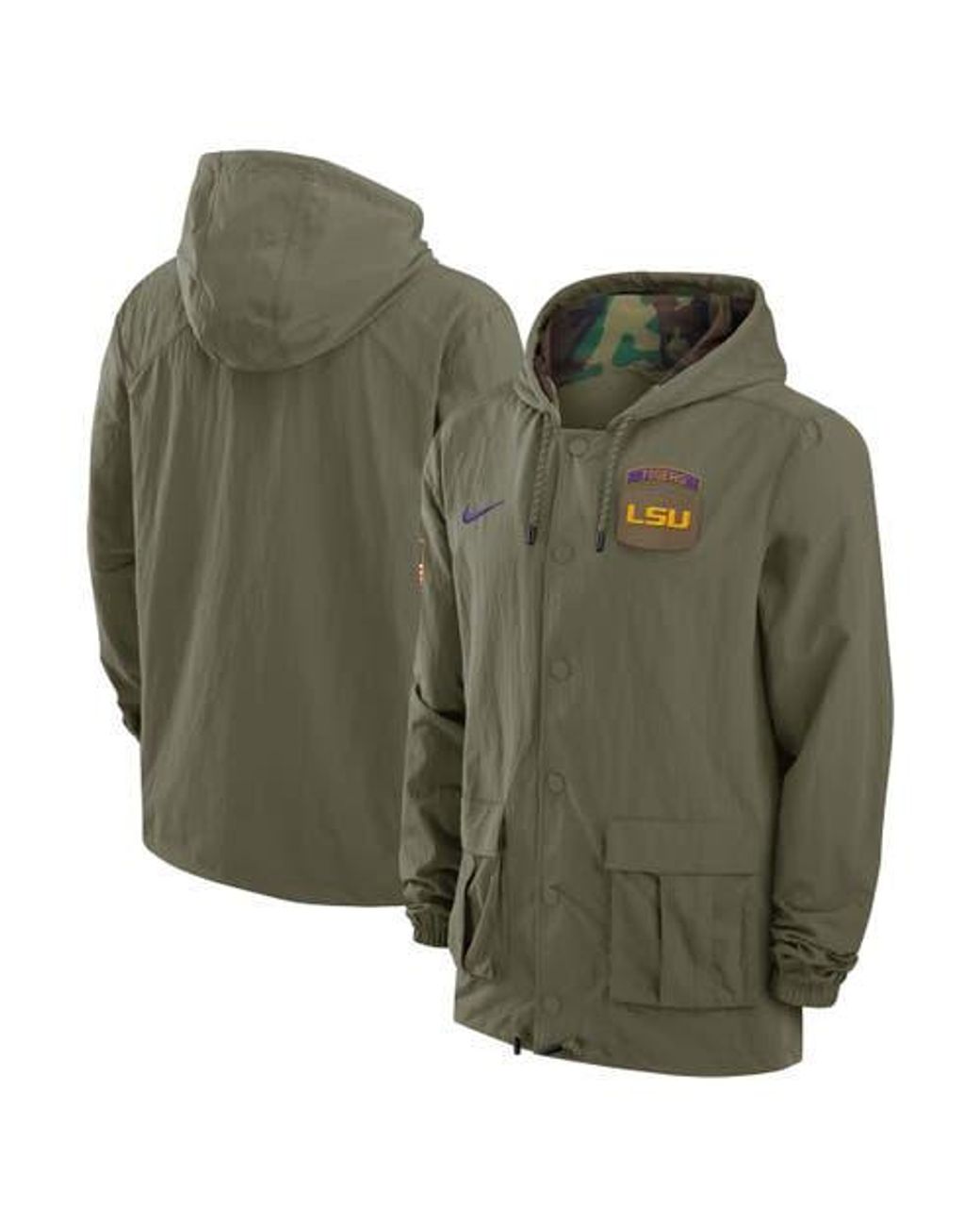 Nike Lsu Tigers 2024 Military Appreciation Full-Snap Hoodie Military ...