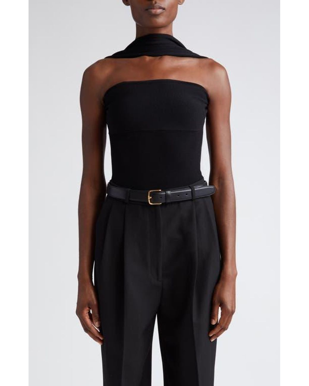 TOTEME Reverse Halter Neck Knit Top in Black | Lyst