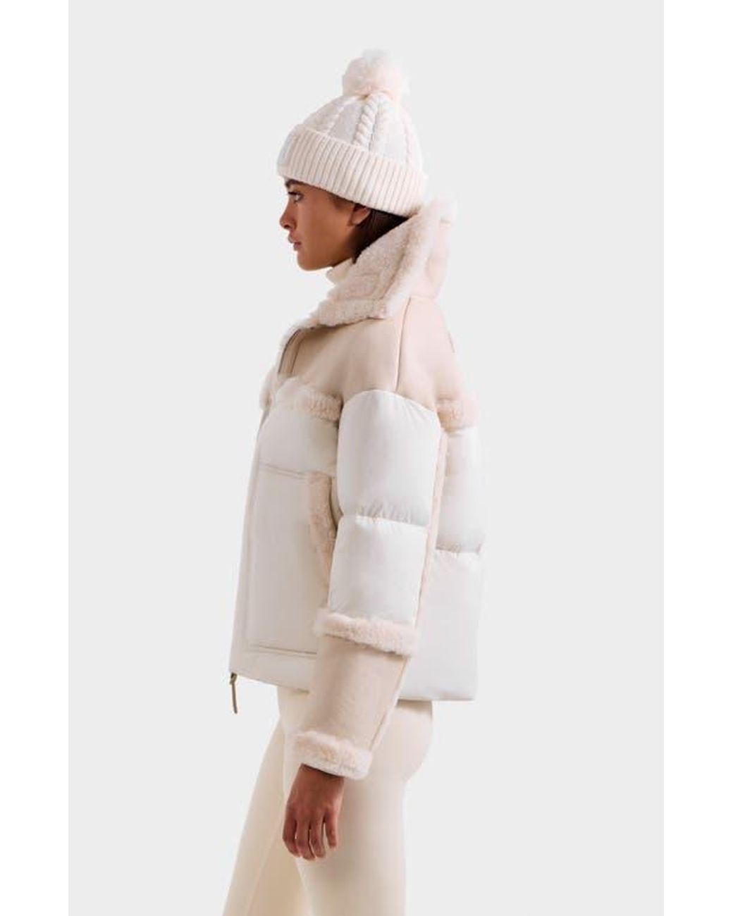 Rudsak Shirley Down & Shearling Puffer in Natural | Lyst
